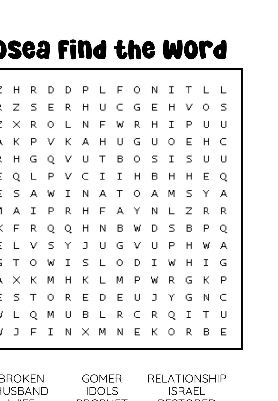 Hosea Worksheet Bundle: Coloring Page, Maze, Search & Find (digital ...