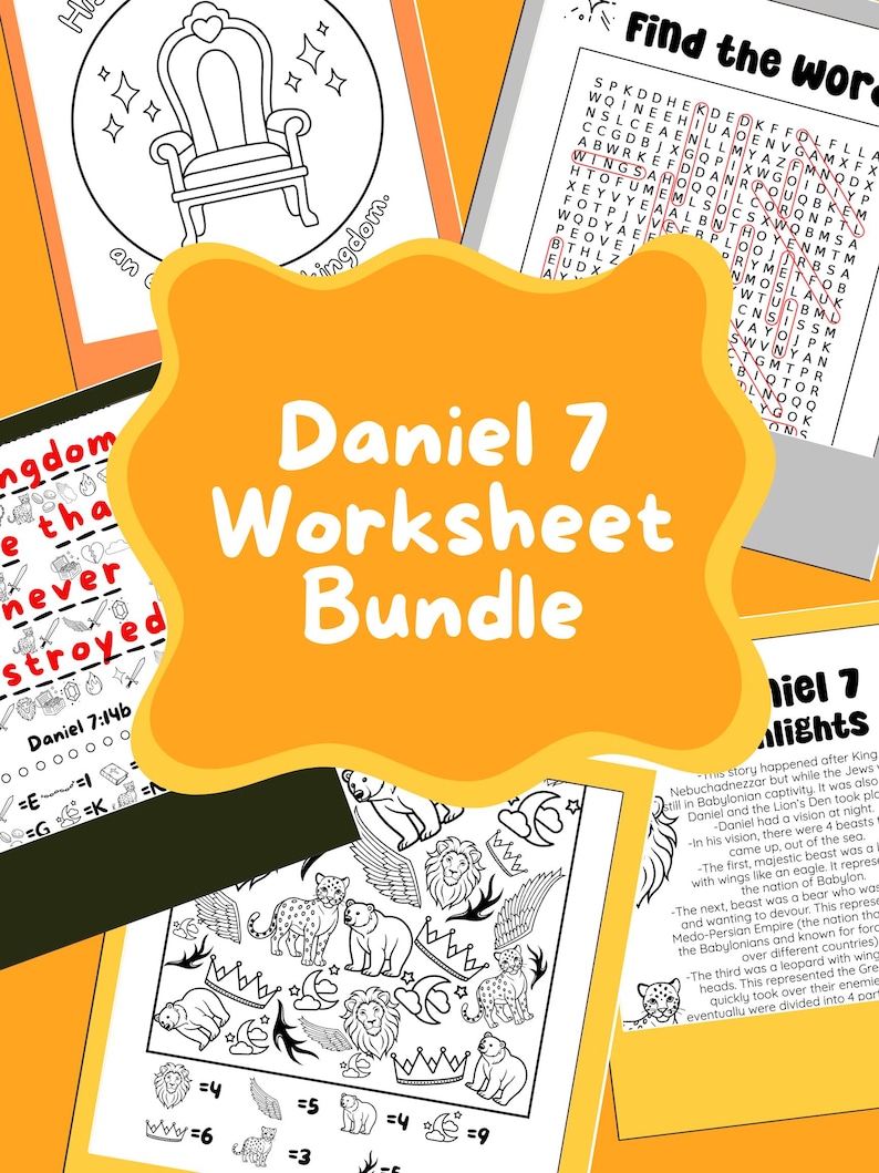 Daniel 7 - Daniel's Vision - Activity Sheet Bundle - Digital Download ...