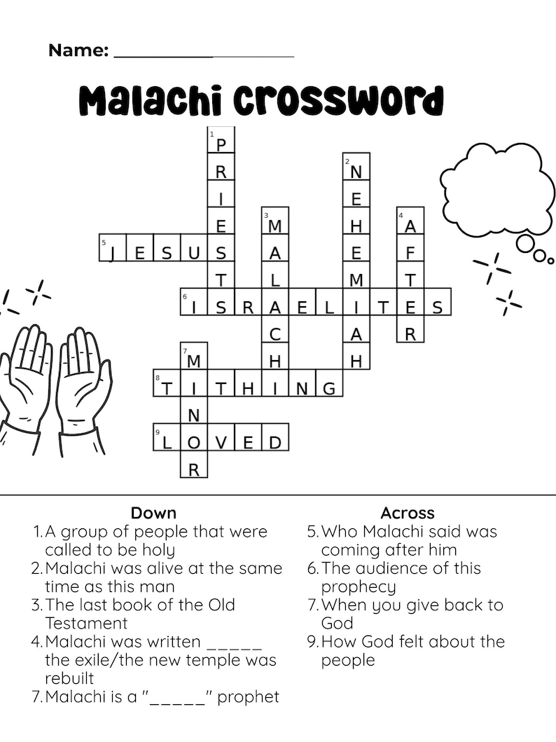 Malachi Bible Character Worksheet Bundle: Sunday School Activities ...