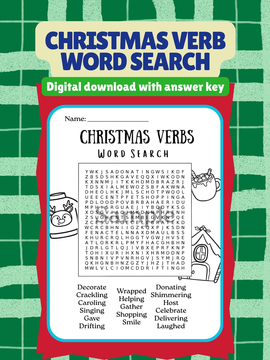 Verbs Find a Word Christmas- Holiday Edition -middle School Activity ...