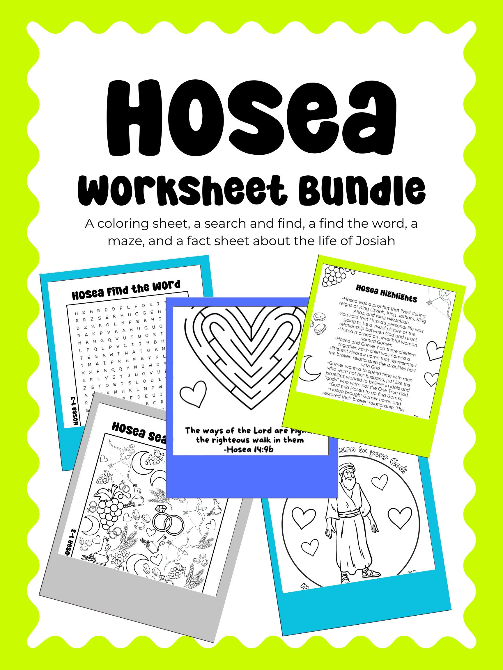 Hosea Worksheet Bundle: Coloring Page, Maze, Search & Find (digital ...