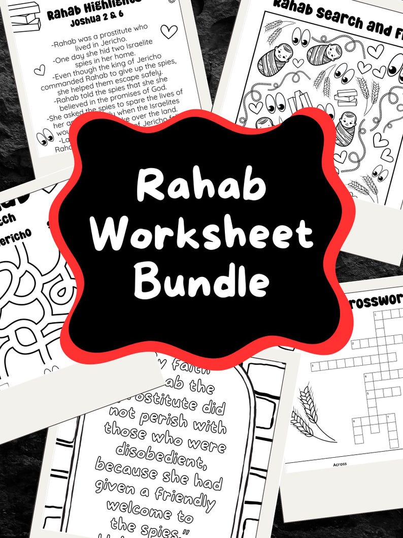 Rahab Bible Story Worksheets for Sunday School, Children's Church, and ...