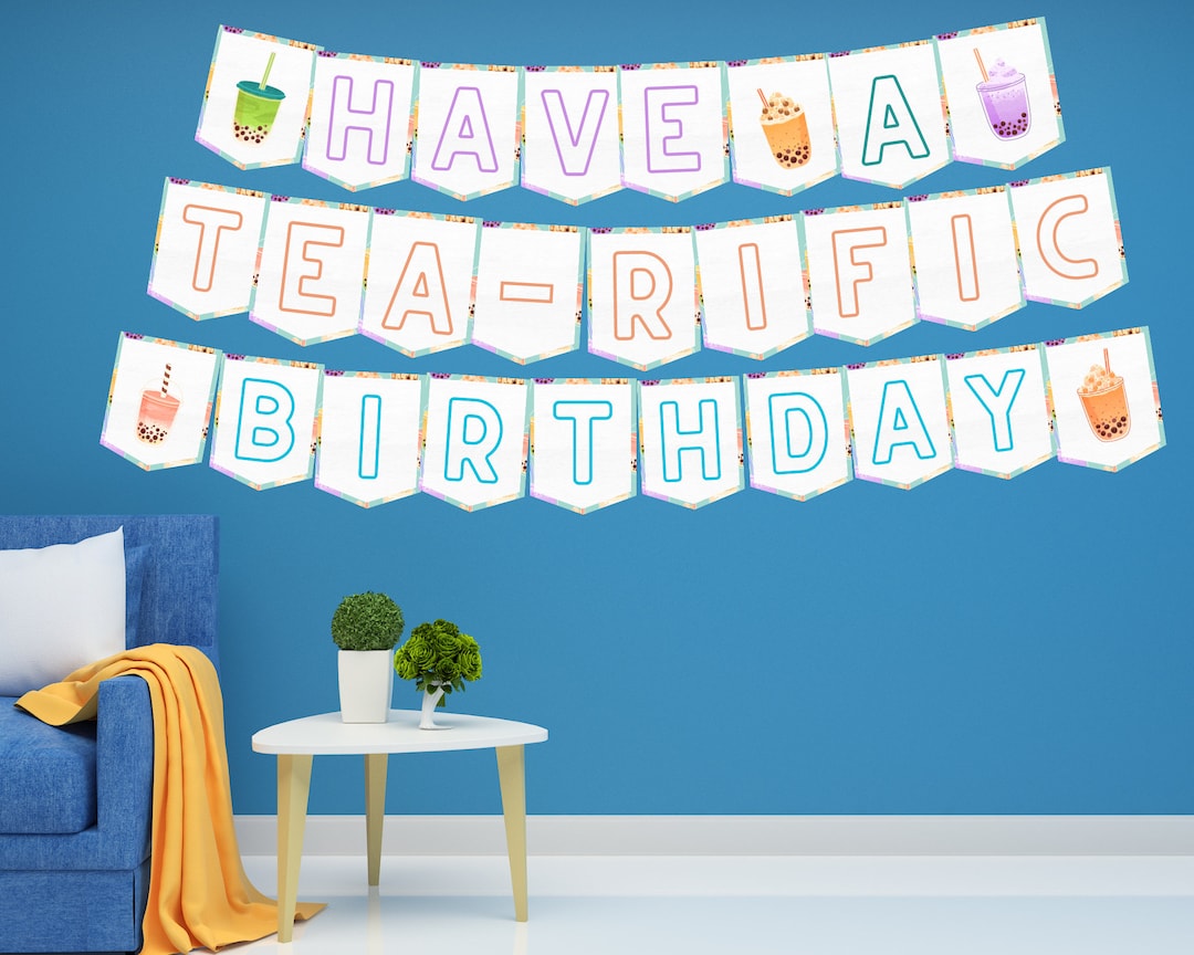 Have a Tea-rific Birthday Boba Tea Birthday Digital Download Banner - Etsy