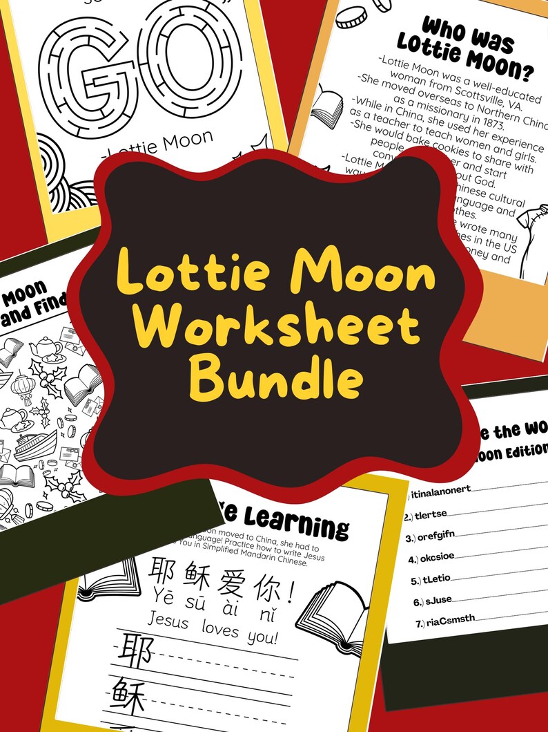 Lottie Moon Activity Sheet Bundle – Maze, Search, Language Learning ...