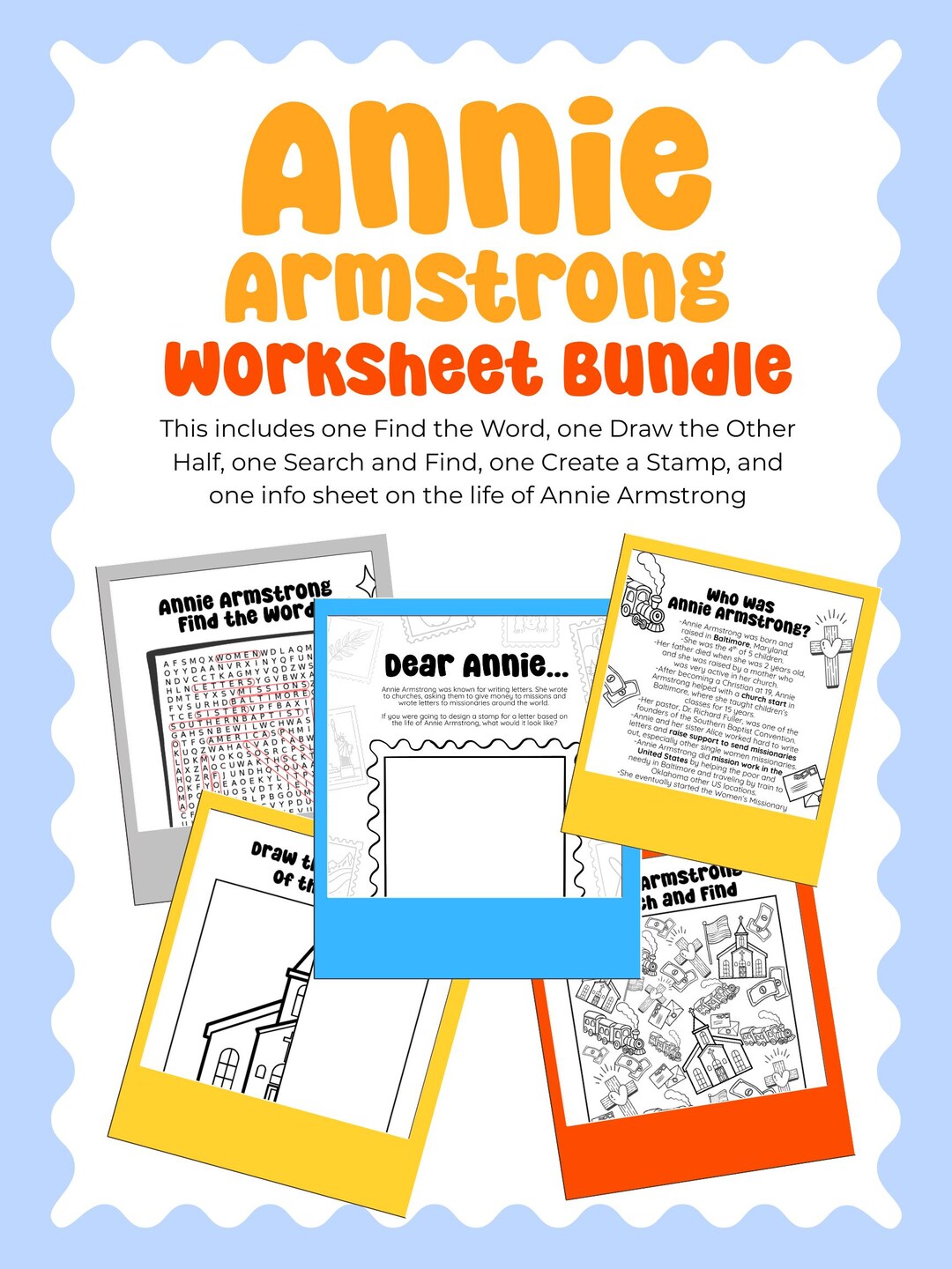 Annie Armstrong Worksheet Bundle – Learning Activities (digital ...