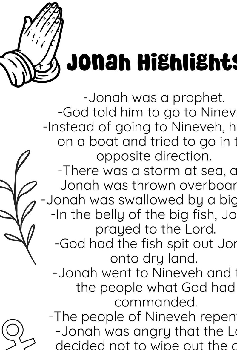 Jonah Bible Story Worksheet Bundle – Sunday School Activities (digital ...