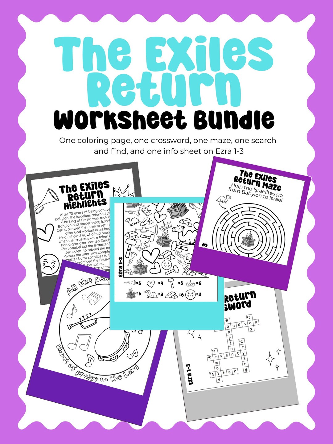Exiles Return Activity Sheet Bundle - Ezra 1-3 Bible Lesson (5 Page) - Etsy