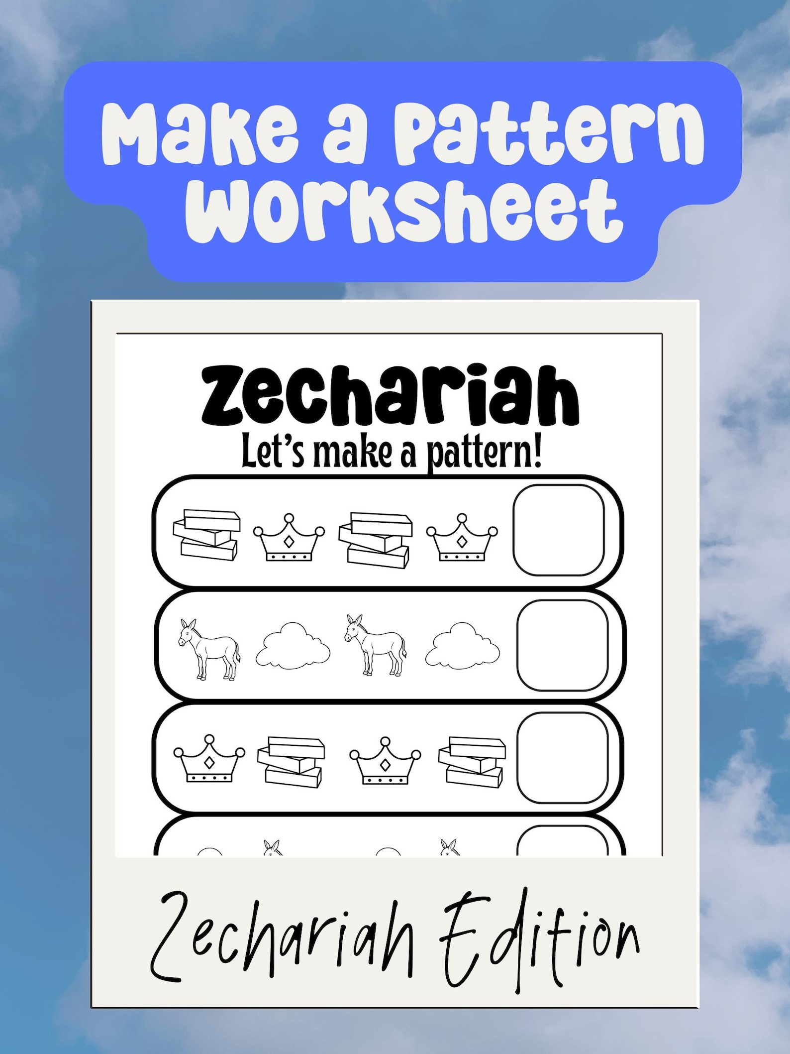 Zechariah Preschool Activity - Prek - Bible Craft - Digital Download - Etsy