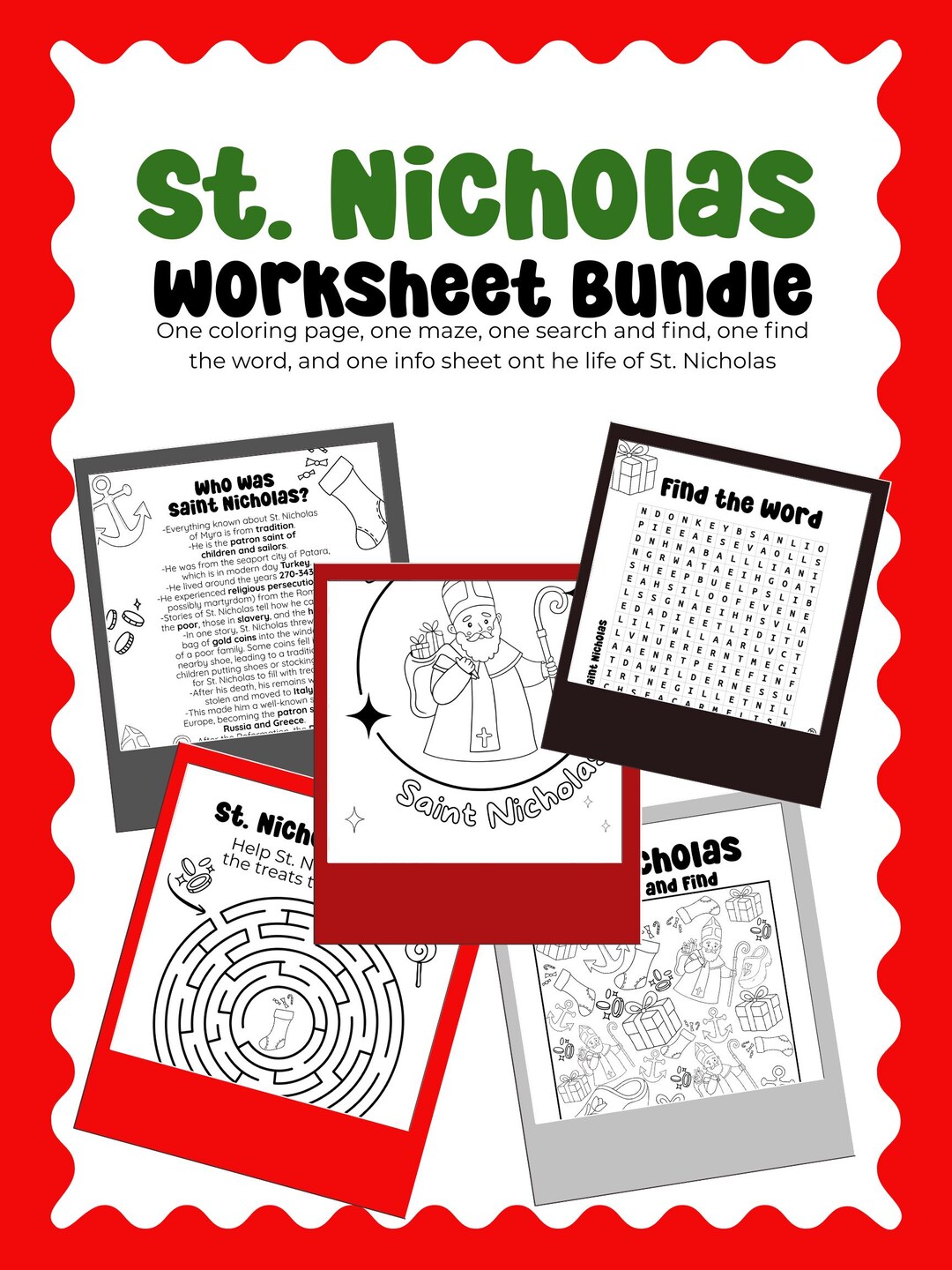 Saint Nicholas Worksheet Bundle – History & Activities (digital ...