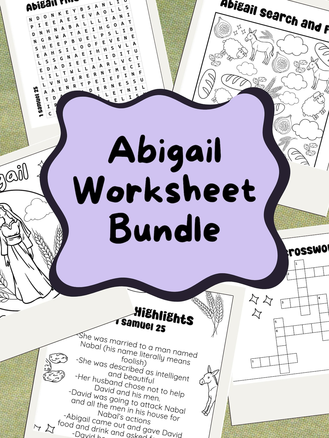 Abigail Bible Story Worksheet Bundle – Sunday School (digital Download ...