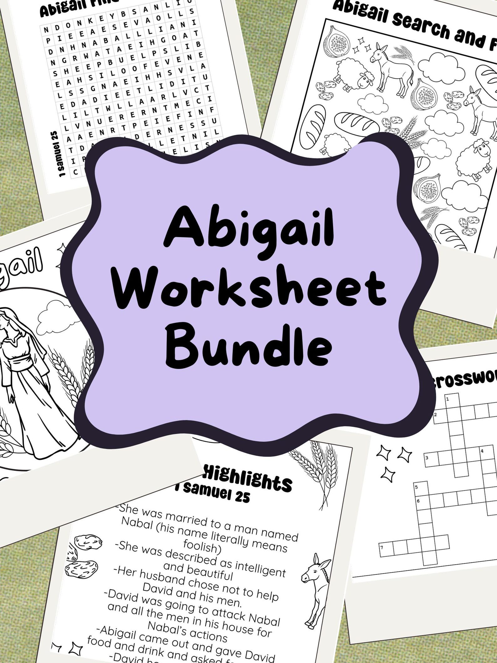 Abigail Bible Story Worksheet Bundle – Sunday School (digital Download ...