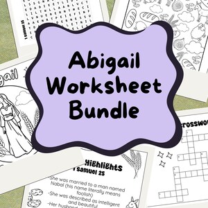 Abigail Bible Story Worksheet Bundle – Sunday School (digital Download ...