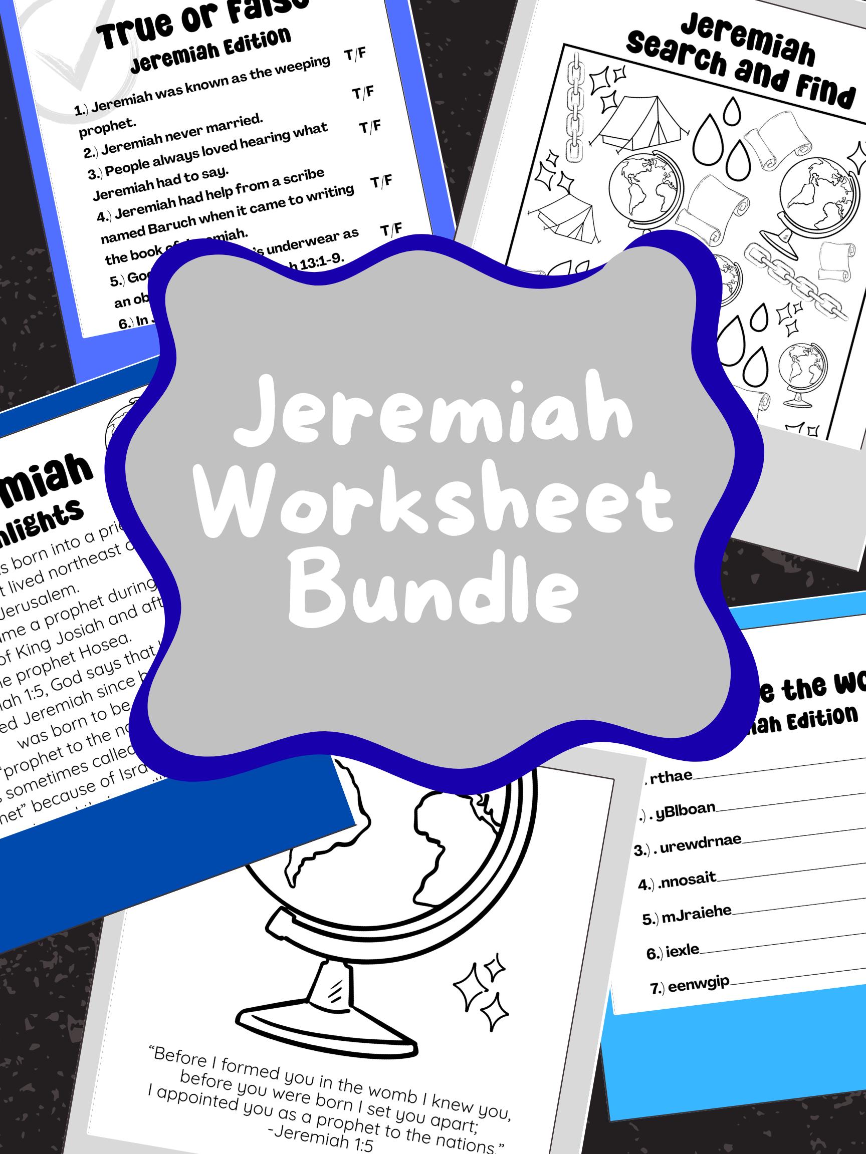 Jeremiah the Prophet Worksheet Bundle: Coloring Page, Search, and More ...