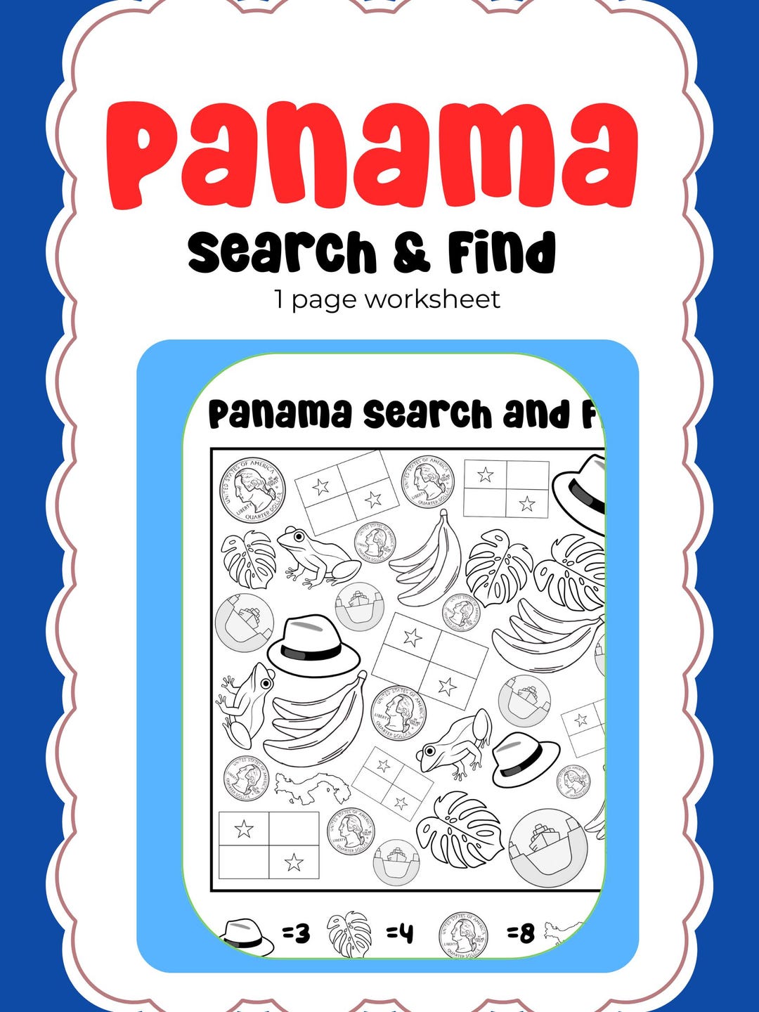 Panama Search and Find Activity Sheet - Digital Download - Panama Craft ...