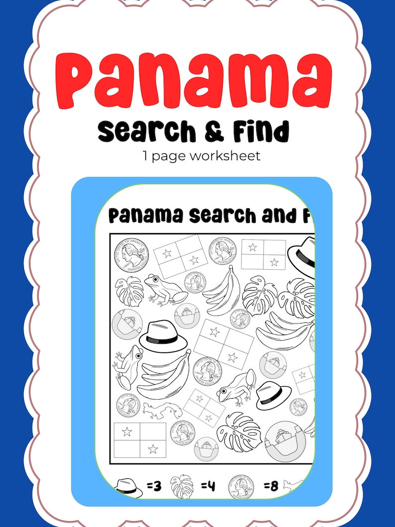 Panama Search and Find Activity Sheet - Digital Download - Panama Craft ...