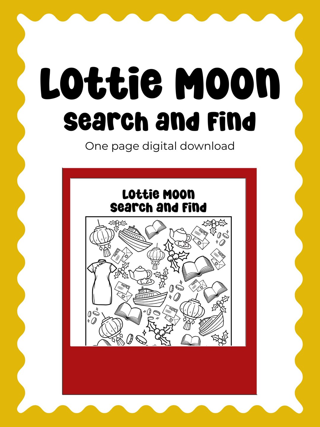 Lottie Moon Search and Find Activity Sheet One Page Digital Download ...