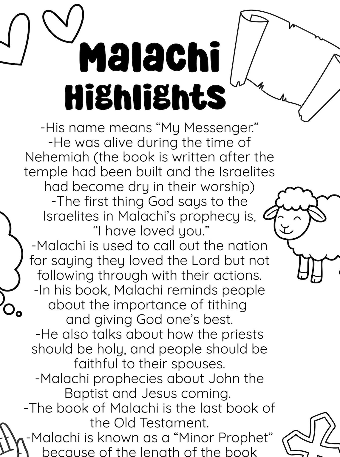 Malachi Bible Character Worksheet Bundle: Sunday School Activities ...
