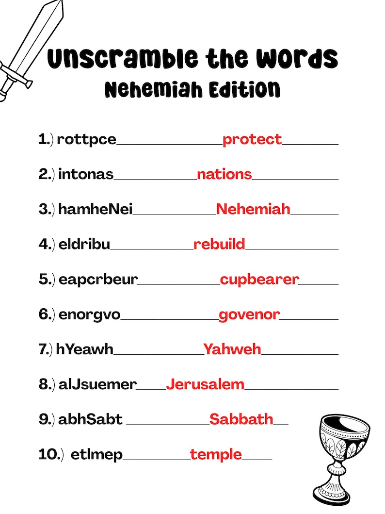 Nehemiah Bible Story Worksheet Bundle – Sunday School (digital Download ...