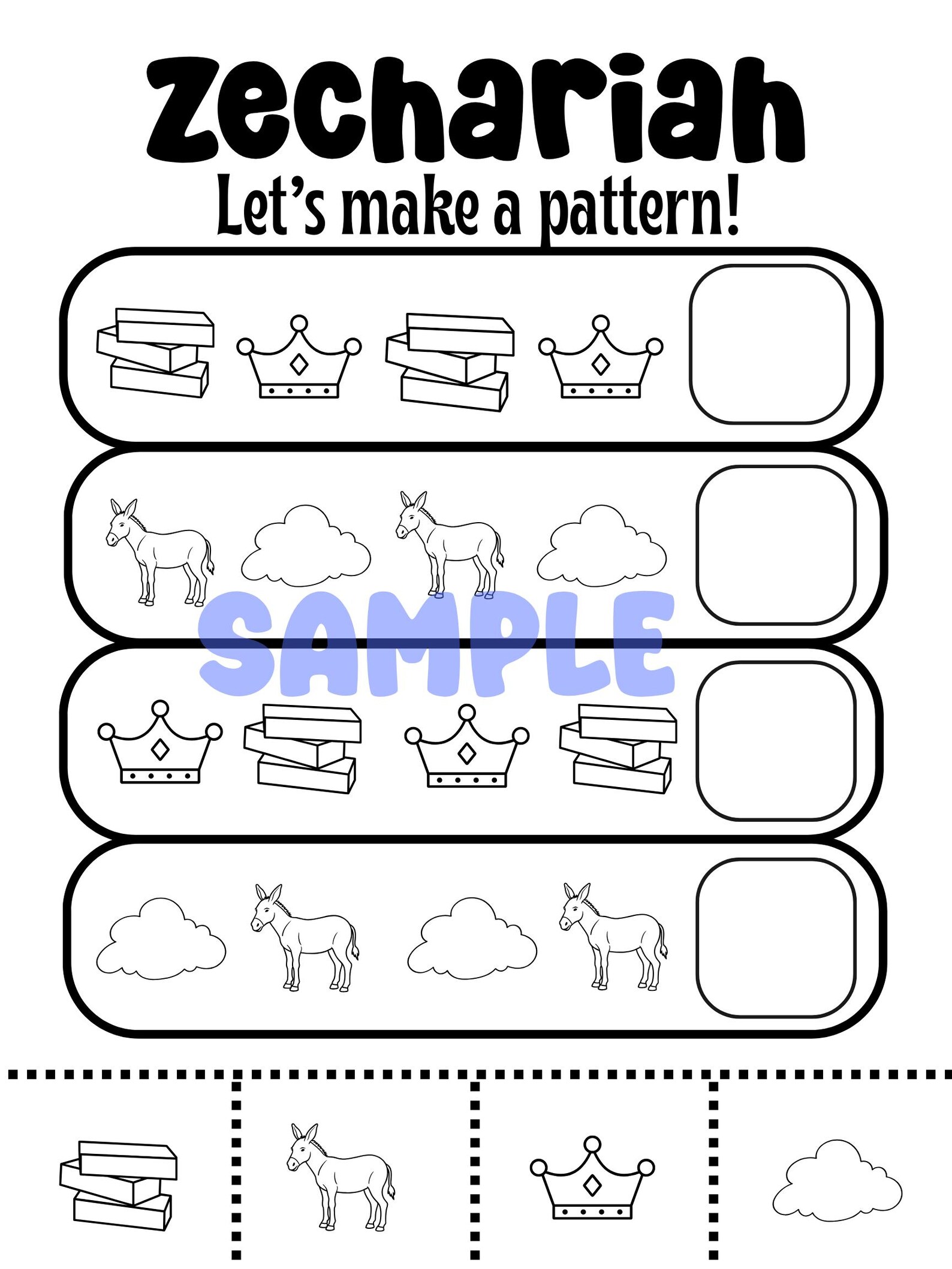 Zechariah Preschool Activity - Prek - Bible Craft - Digital Download - Etsy