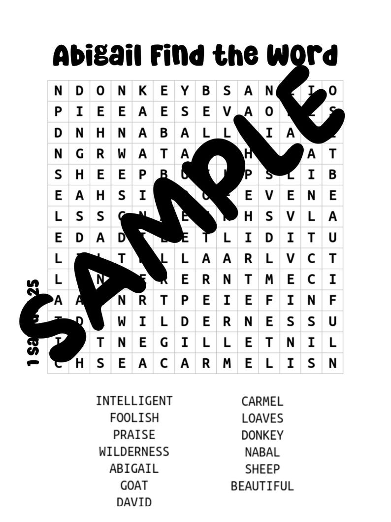 Abigail Bible Story Worksheet Bundle – Sunday School (digital Download) - Etsy