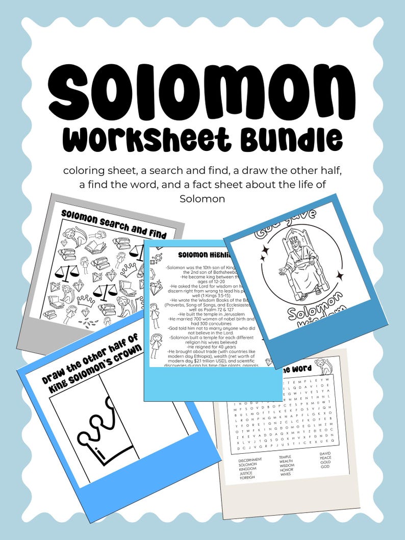 Solomon Worksheet Bundle - Etsy