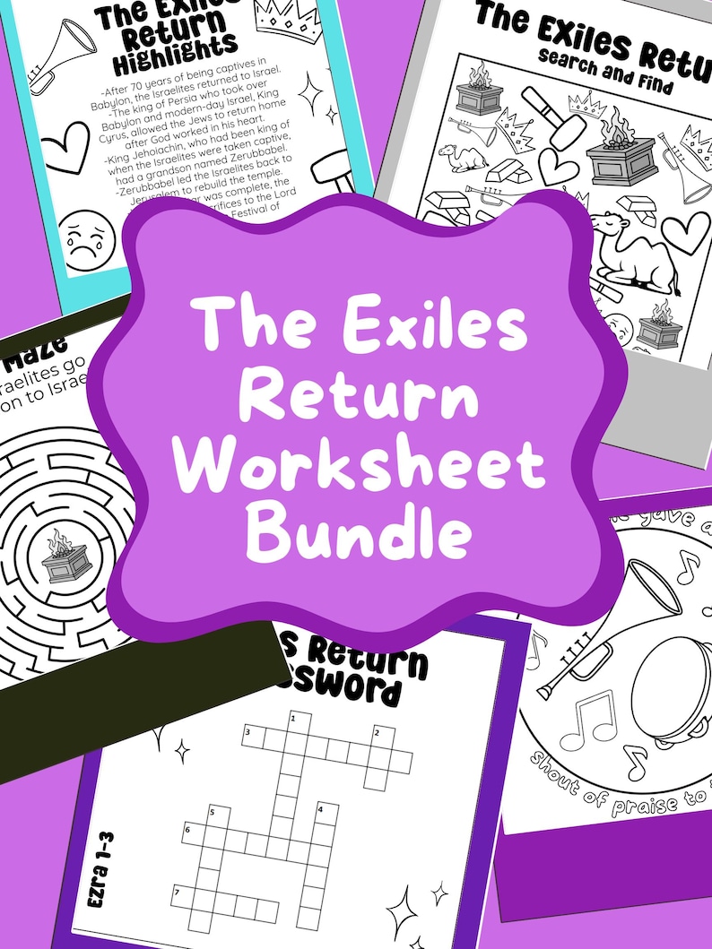 Exiles Return Activity Sheet Bundle - Ezra 1-3 Bible Lesson (5 Page) - Etsy