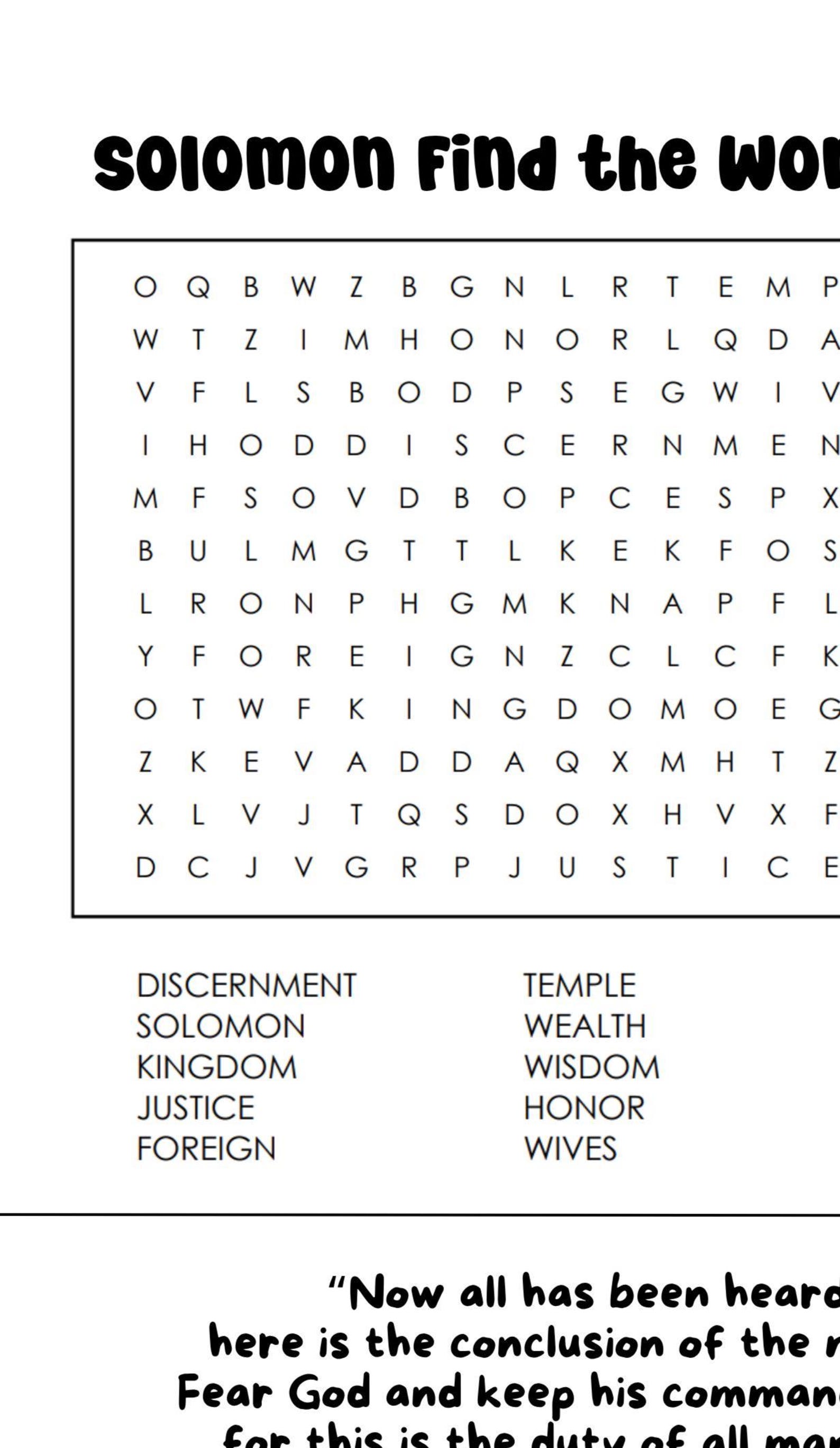 Solomon Worksheet Bundle - Etsy