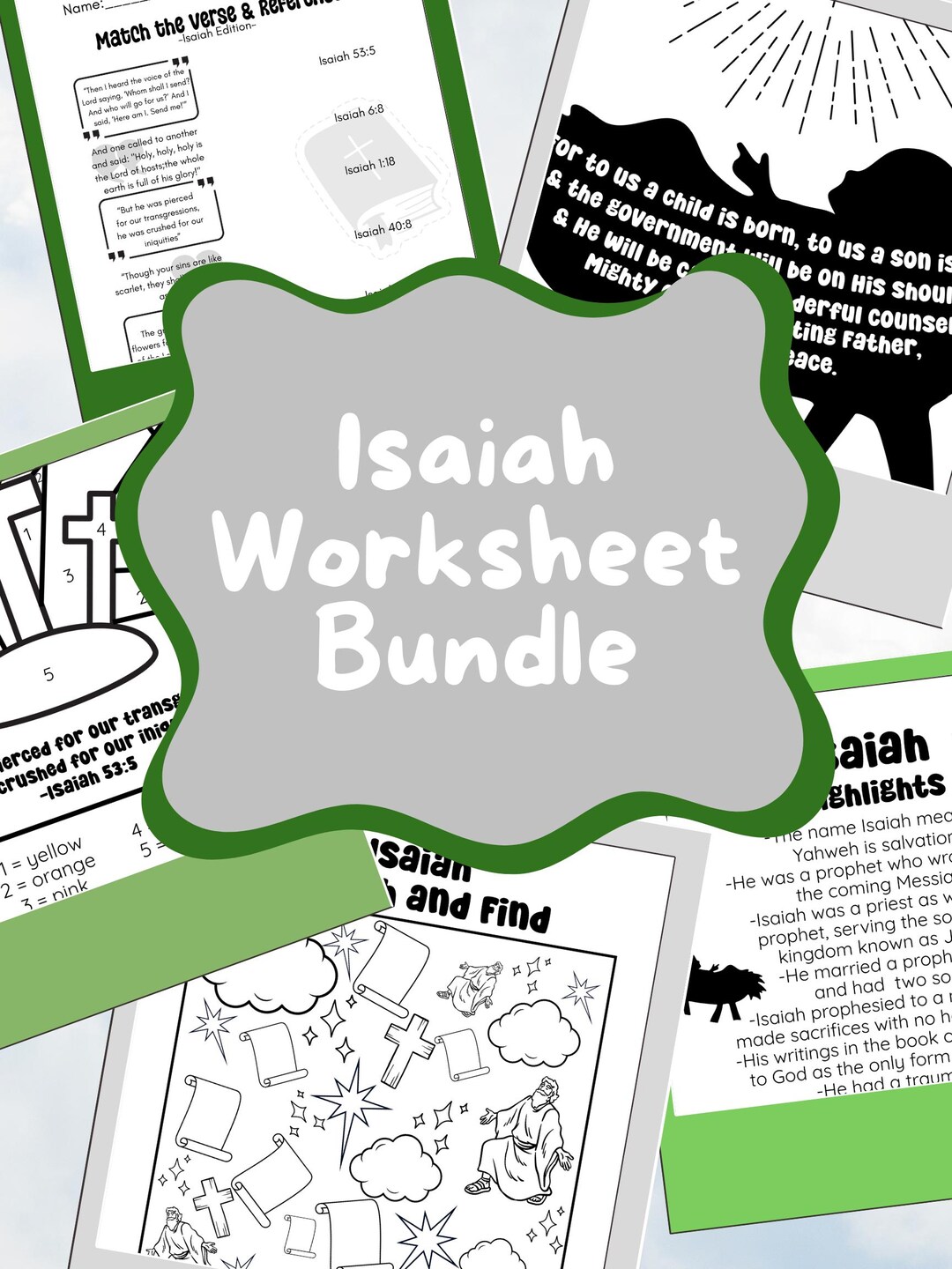 Isaiah Worksheet Bundle - Prophet Isaiah Bible Character - Coloring ...