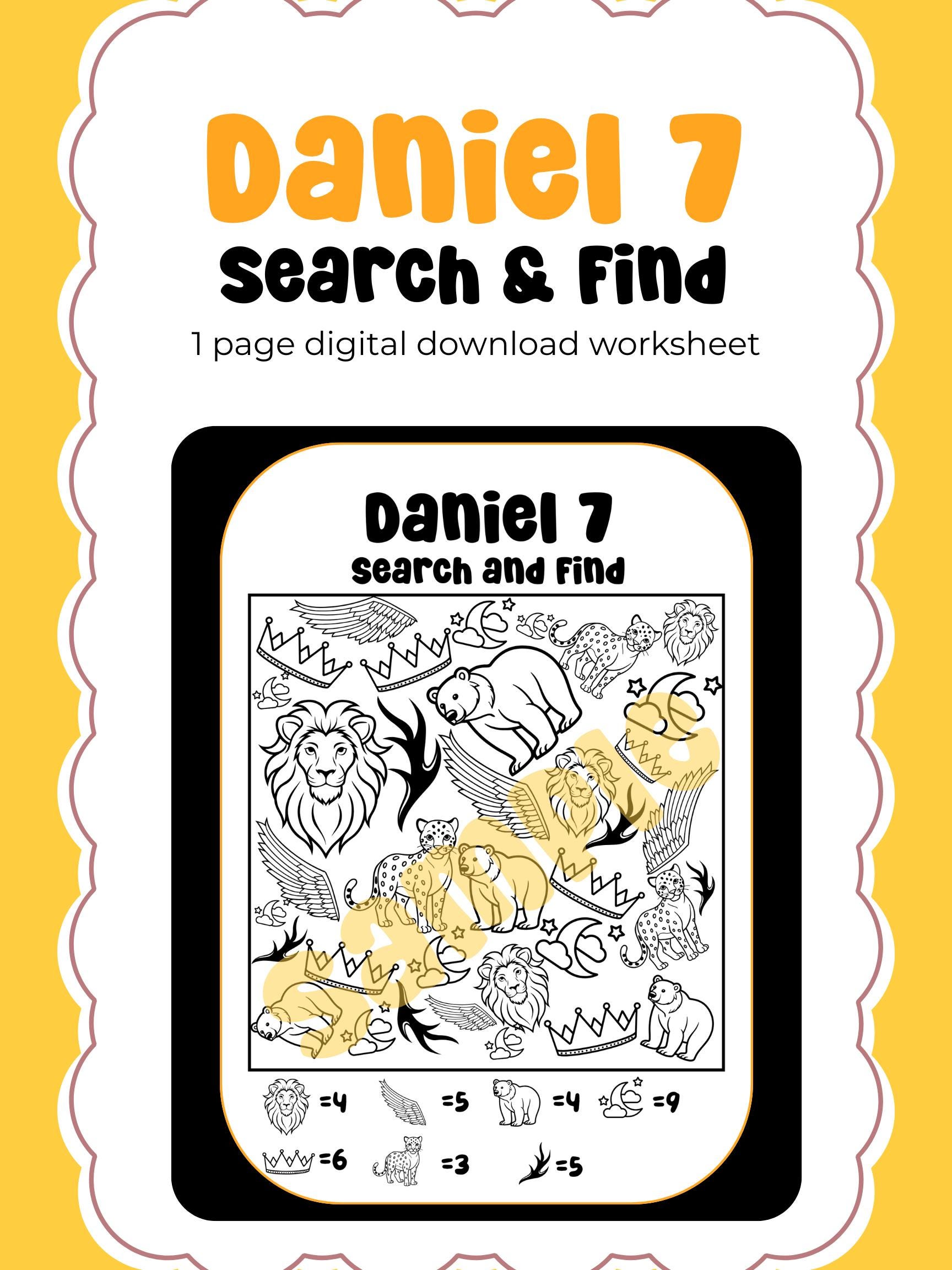 Daniel 7 - Daniel's Vision - Search and Find Activity Sheet - Digital ...