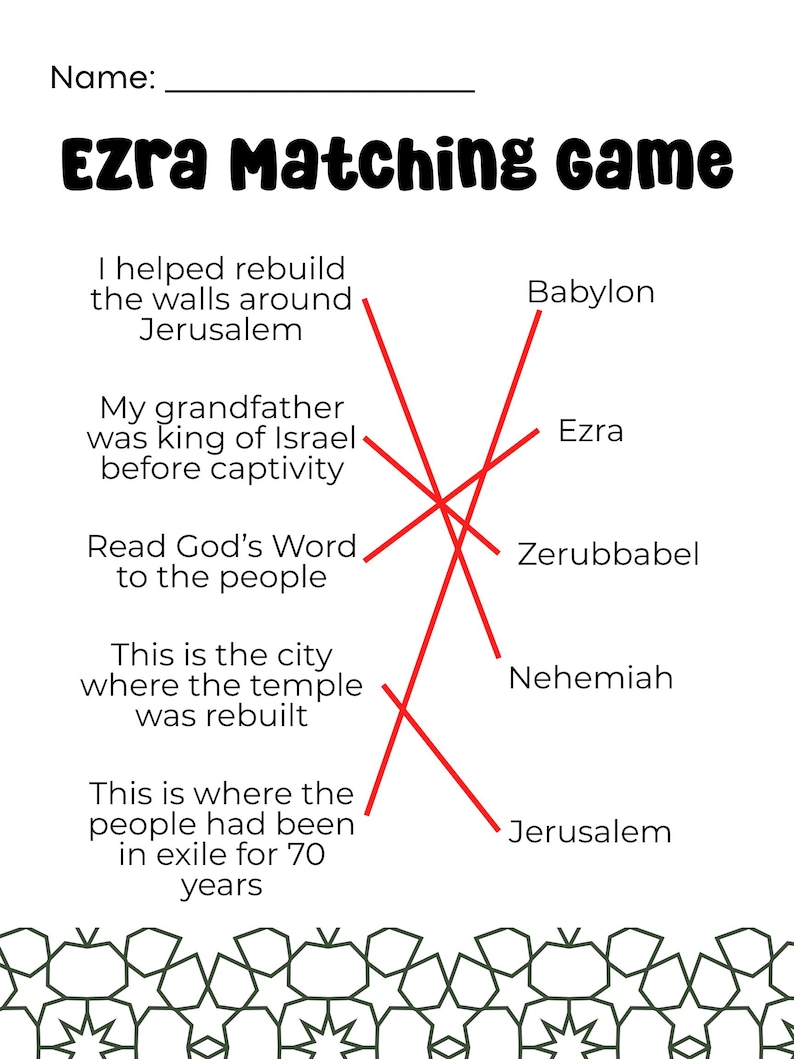 Ezra Bible Character Activity Sheet Bundle – Coloring, Matching, Etc ...