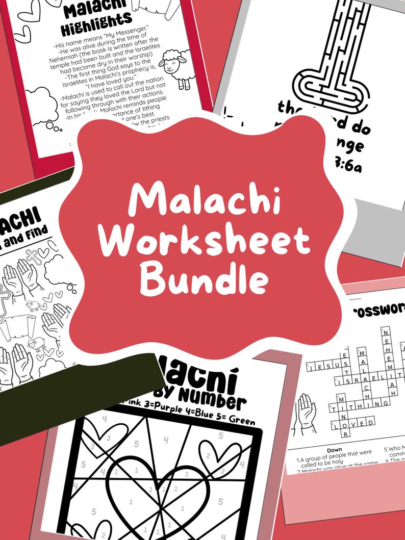 Malachi Bible Character Worksheet Bundle: Sunday School Activities ...