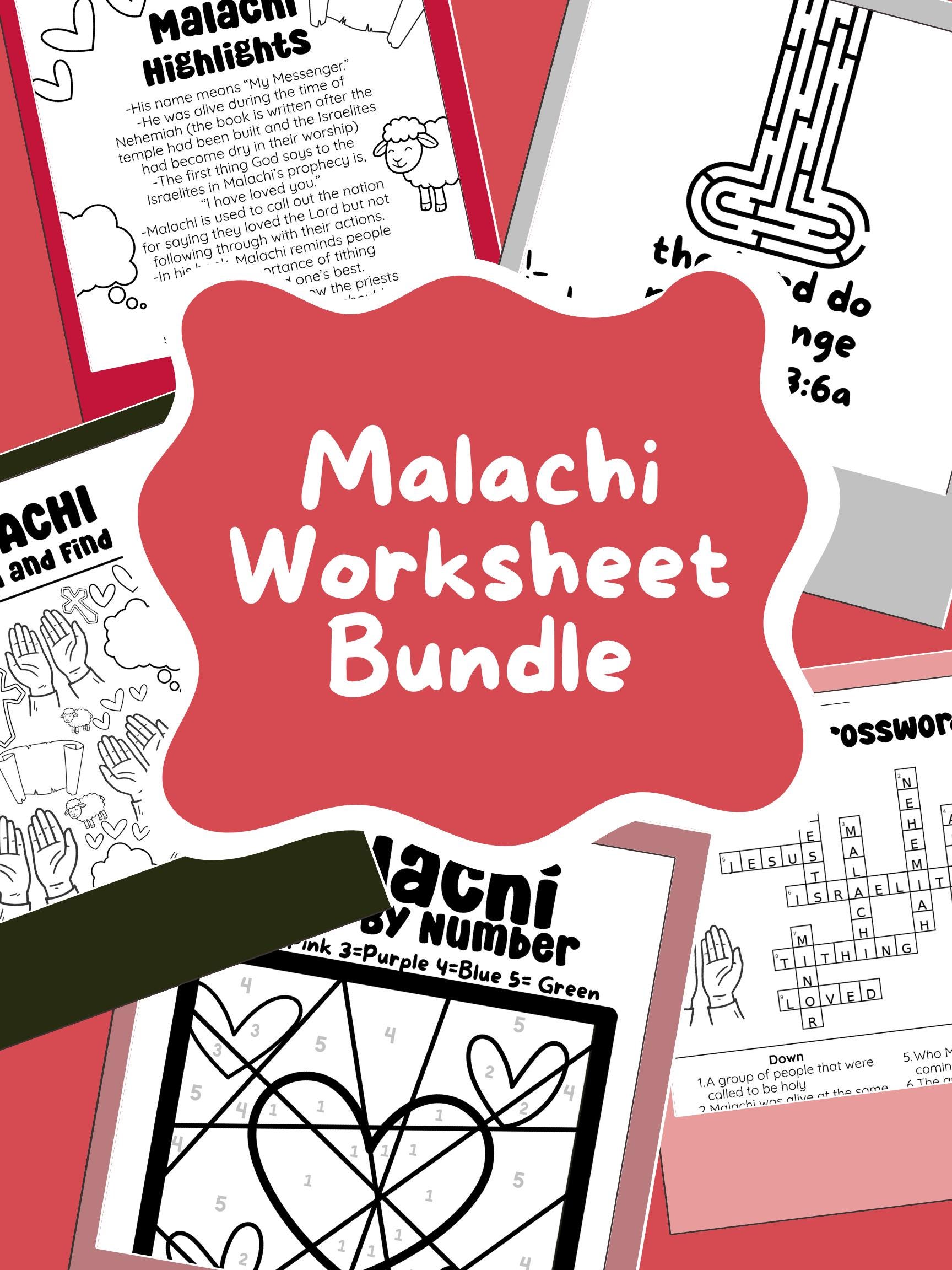Malachi Bible Character Worksheet Bundle: Sunday School Activities ...
