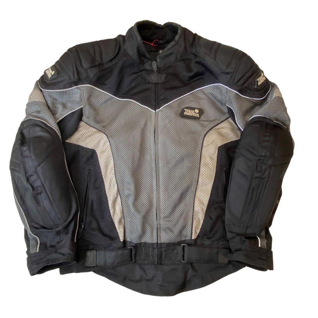 Tourmaster Intake Motorcycle Jacket Mens M Black Grey Padded Rider ...