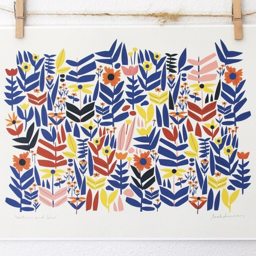 Autumn and Blue Print - Etsy