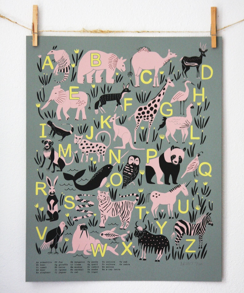 ABC Animal Alphabet Poster - Etsy