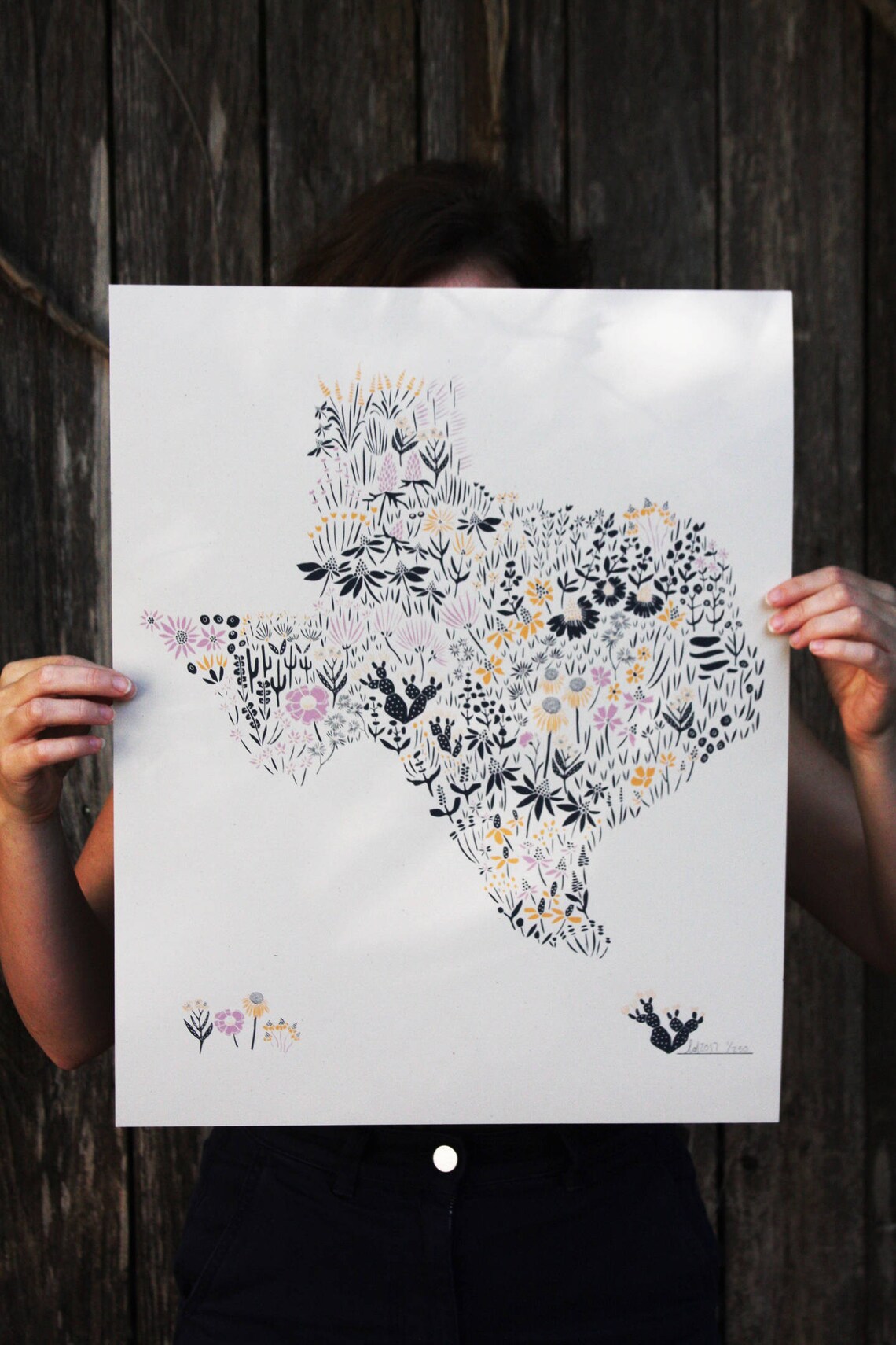 Texas Shape Floral Poster - Etsy