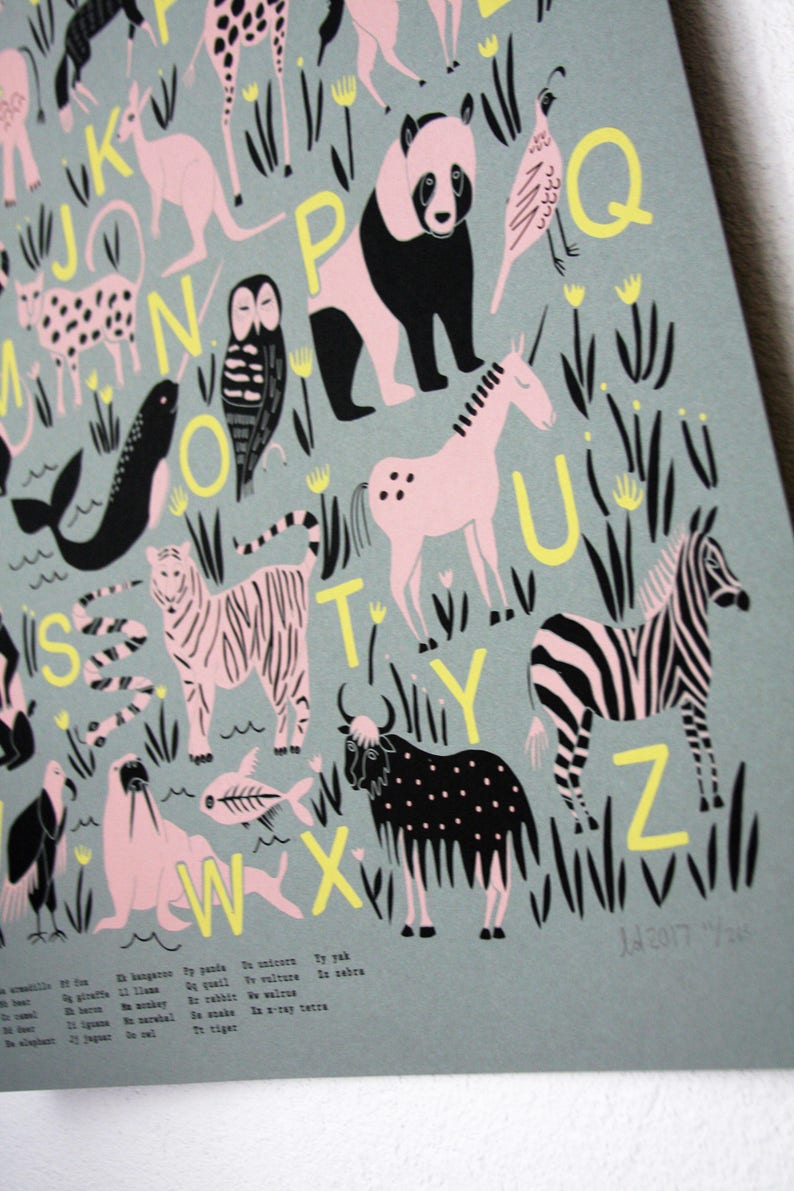 ABC Animal Alphabet Poster - Etsy