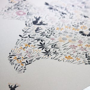 Texas Shape Floral Poster - Etsy
