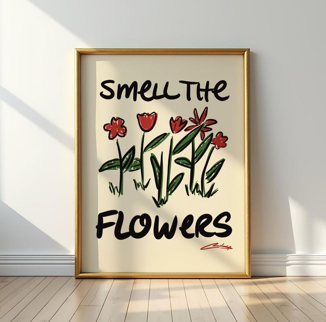 Smell the Flowers Poster | Modern Illustrated Art (digital Download) - Etsy