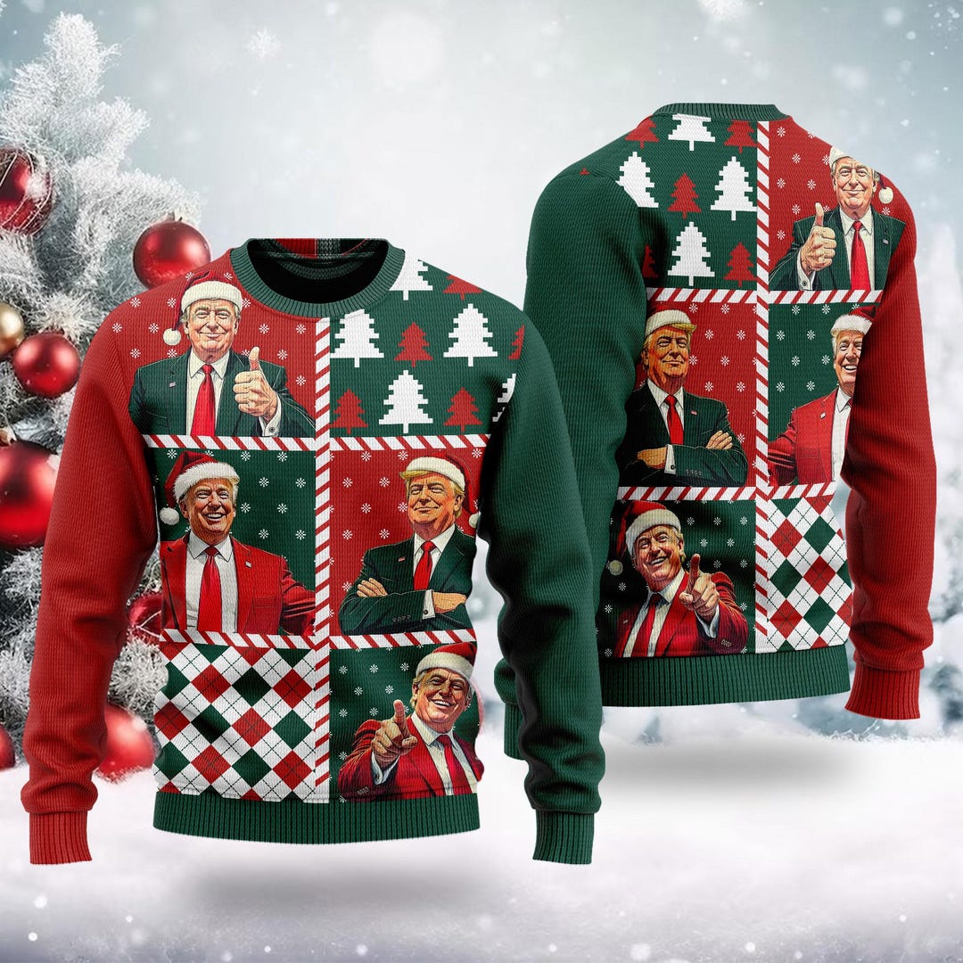 Trump I'll Be Home for Christmas Ugly Sweater, Humorous Trump Christmas ...