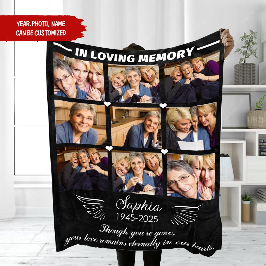 Custom Memorial Blanket With Photos and Name, Memory Blanket for Loss ...