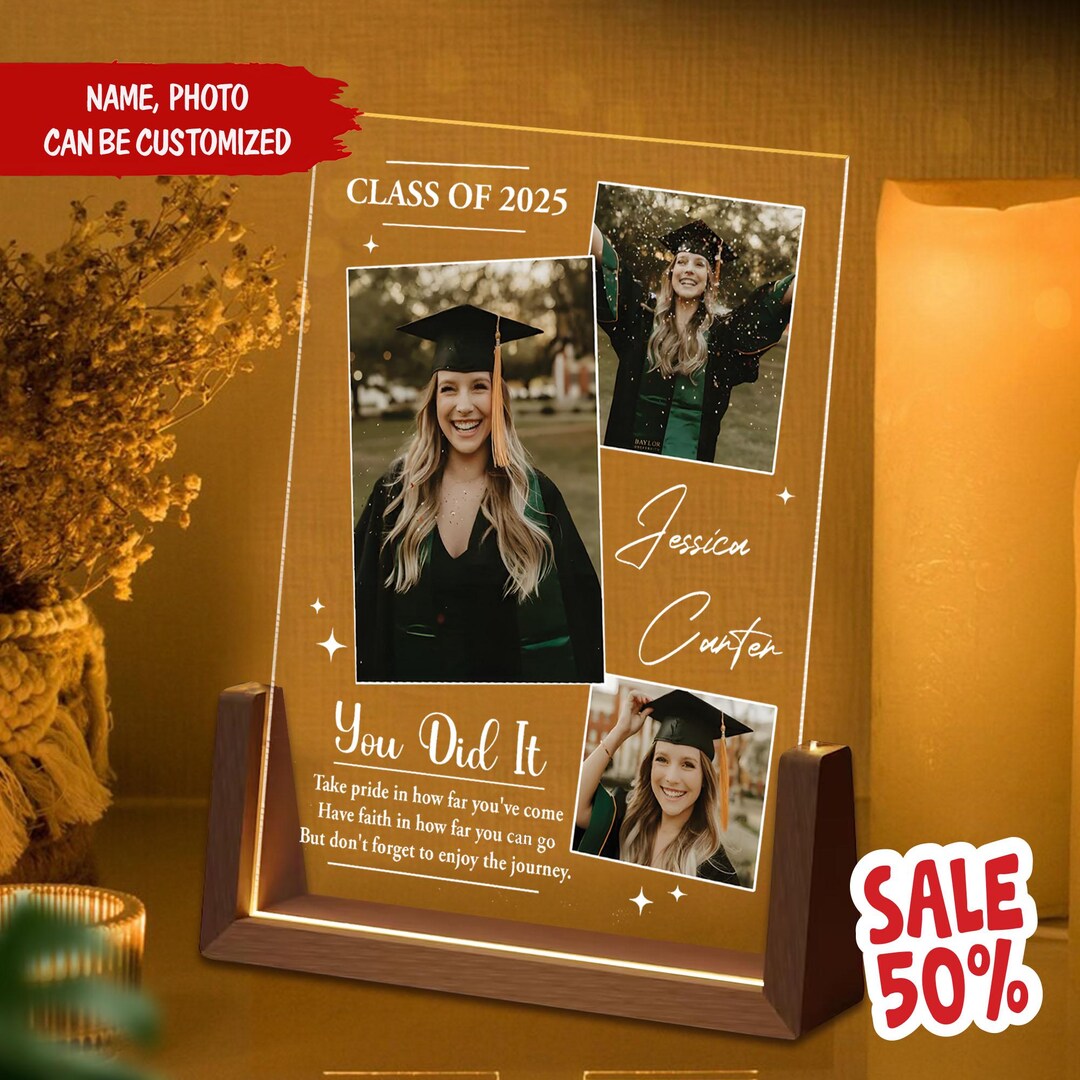 Personalized Graduation LED Night Light, Custom Photo Graduation Night ...