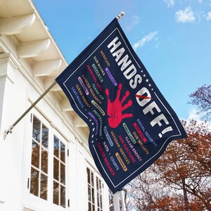 Hands off Protest House Flag, Political Statement Flag, Anti Trump ...