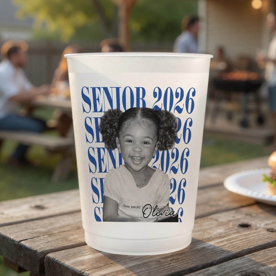 Senior 2026 Custom Photo Graduation Cups, Personalized Frosted Plastic ...