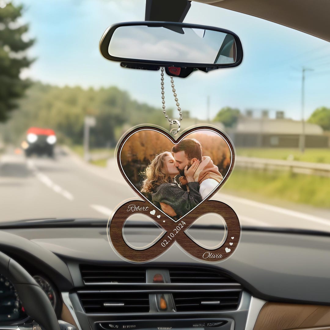 Personalized Couple Photo Infinity Love Car Ornament, Hanging Car ...