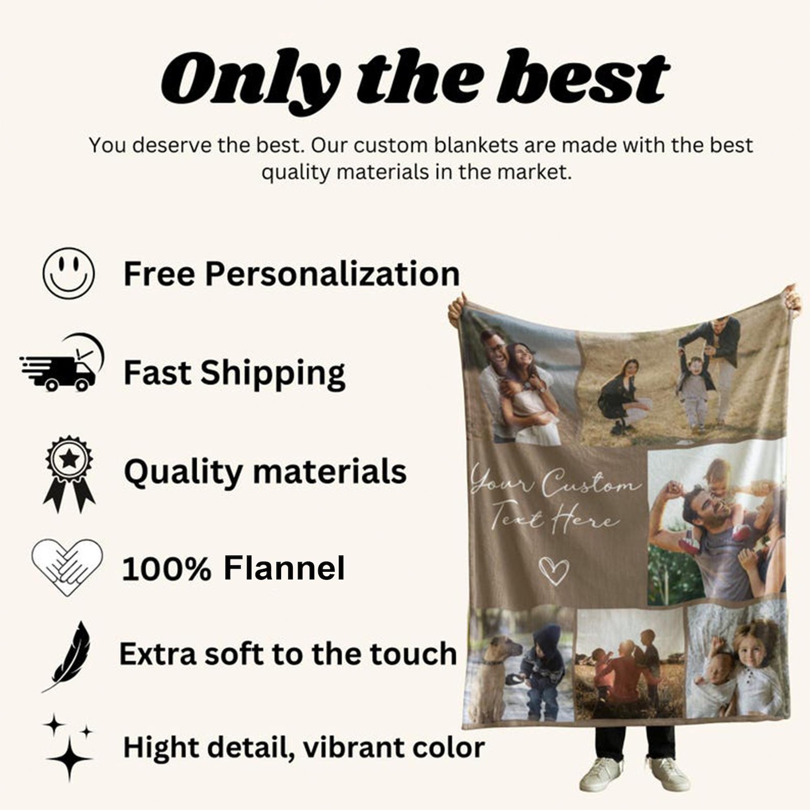Custom Memorial Blanket With Photos and Name, Memory Blanket for Loss ...