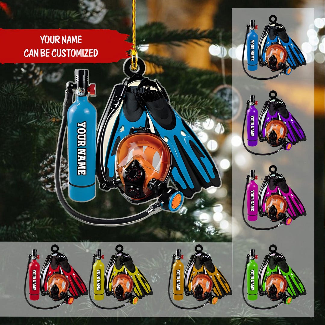 Personalized Scuba Diving Equipment Ornament, Custom Underwater Diving ...