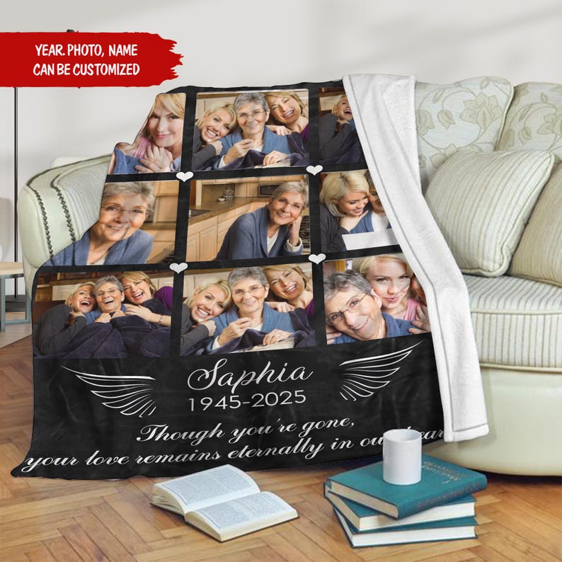 Custom Memorial Blanket With Photos and Name, Memory Blanket for Loss ...