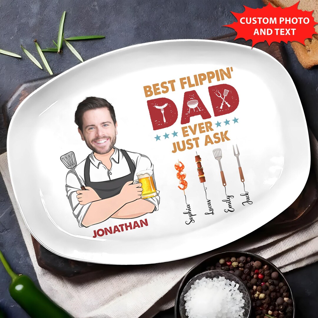 Best Flippin Custom Father's Day Platter Gift for Dad, Funny Grilling ...