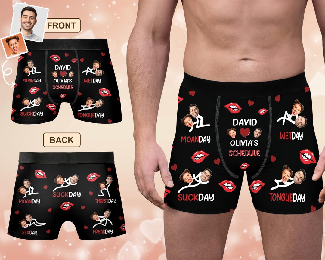 Personalized Couple Schedule Boxer, Customized Funny Couple Images Men ...